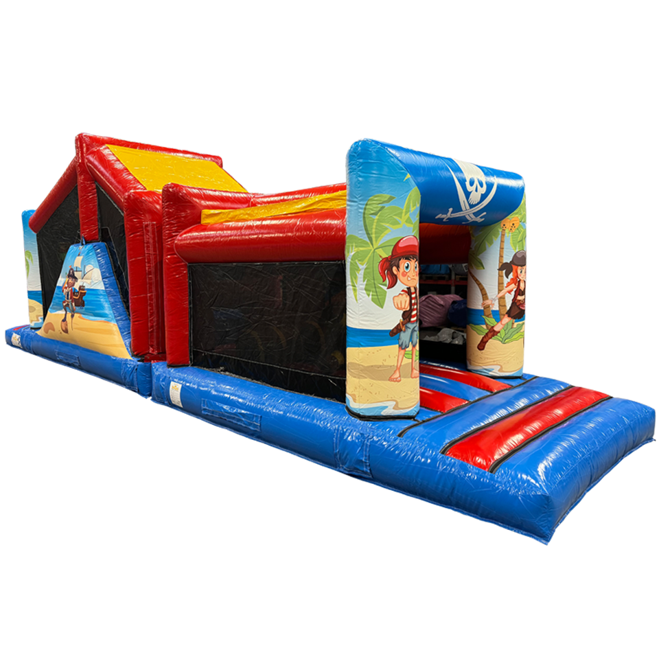 Springkasteel - 2 Delen 11m Run Piraat Hindernisbaan - Boing Inflatables