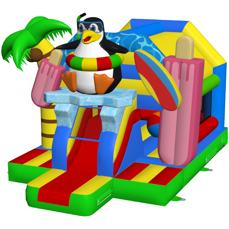 Fframe Midi Crazy Pinguin Springkasteel - Boing Inflatables
